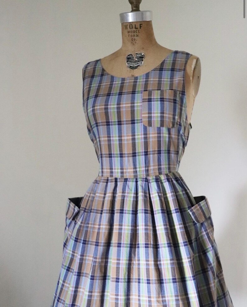 Vintage Plaid Dress With Pockets - Etsy