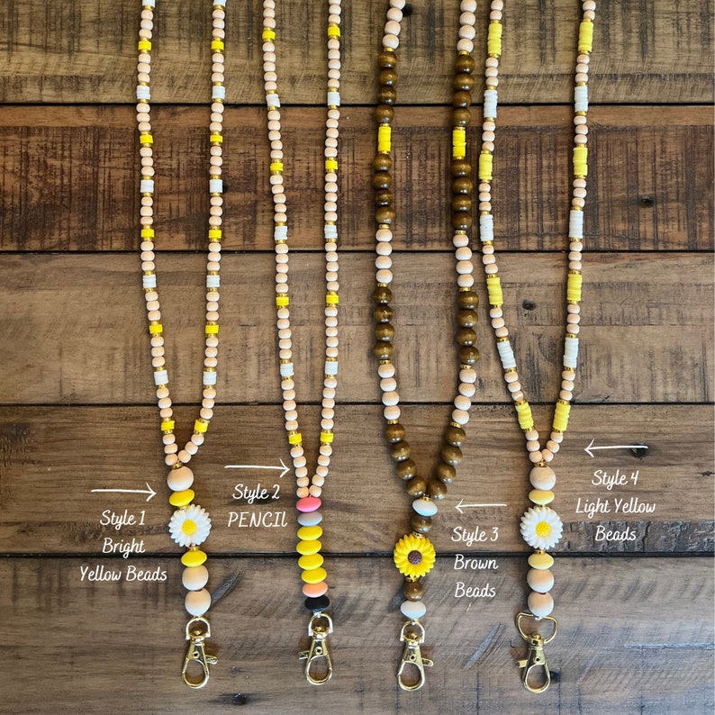 Beaded Teacher Lanyard, Personalized Lanyard, Daisy ID Badge Holder ...