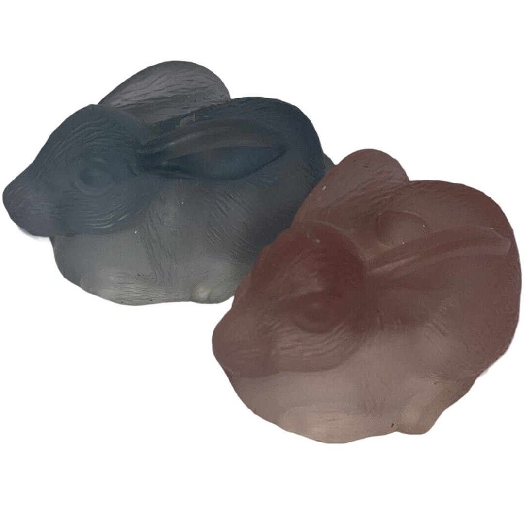 2 Pastel Frosted Glass Bunny Rabbit Taper Candleholders 2.25 X 4 ...