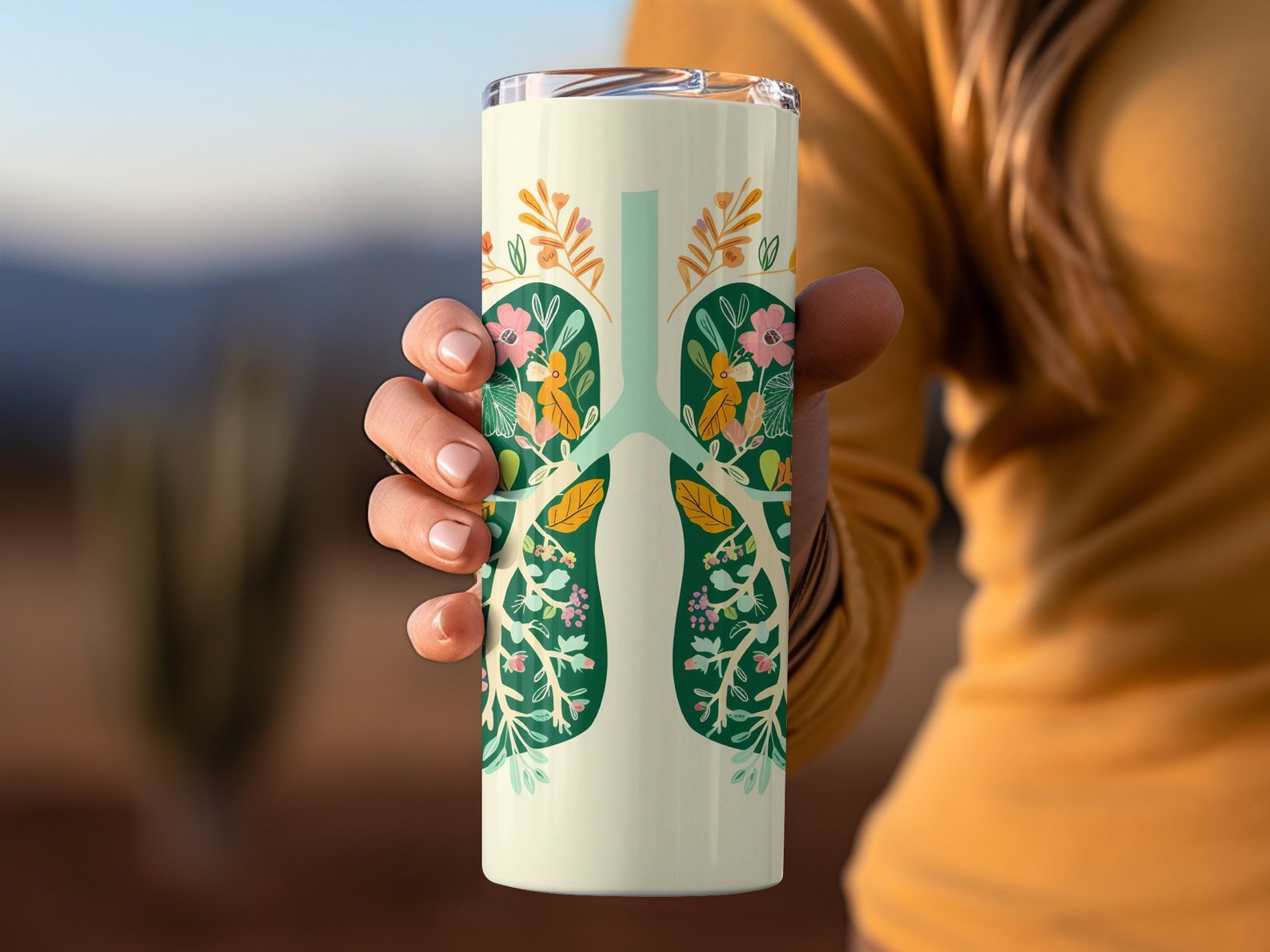 Floral Lungs Tumbler Wrap, Botanical Respiratory System, Nature ...