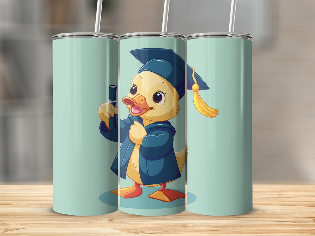 Graduation Duck Tumbler Wrap, Cute Cartoon Duck Graduate, Custom ...