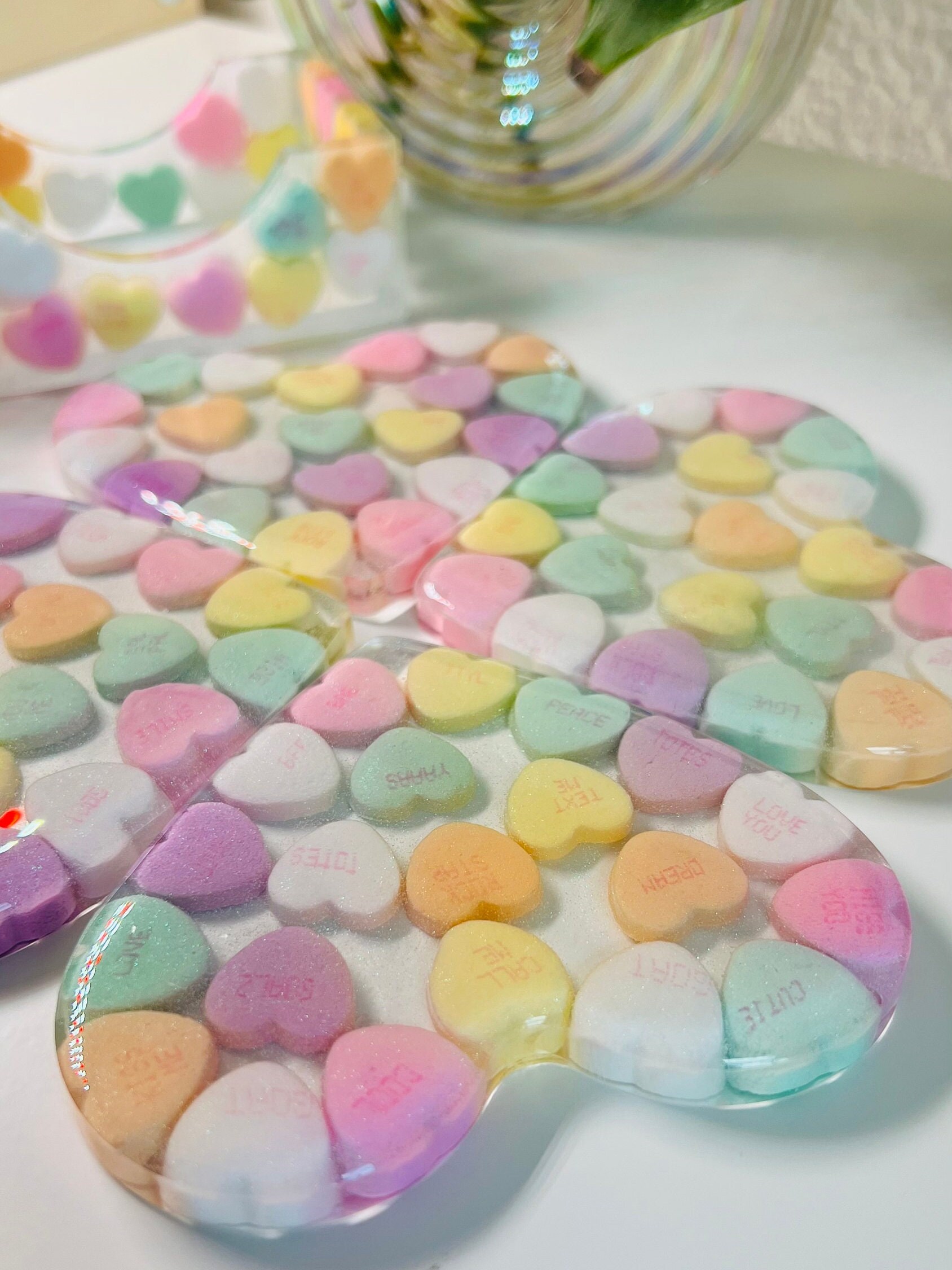 Valentine’s Day Conversation Hearts Coaster Set - Etsy