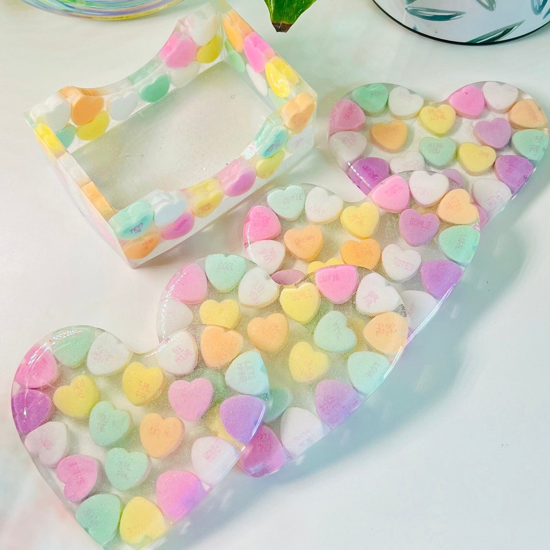 Valentine’s Day Conversation Hearts Coaster Set - Etsy