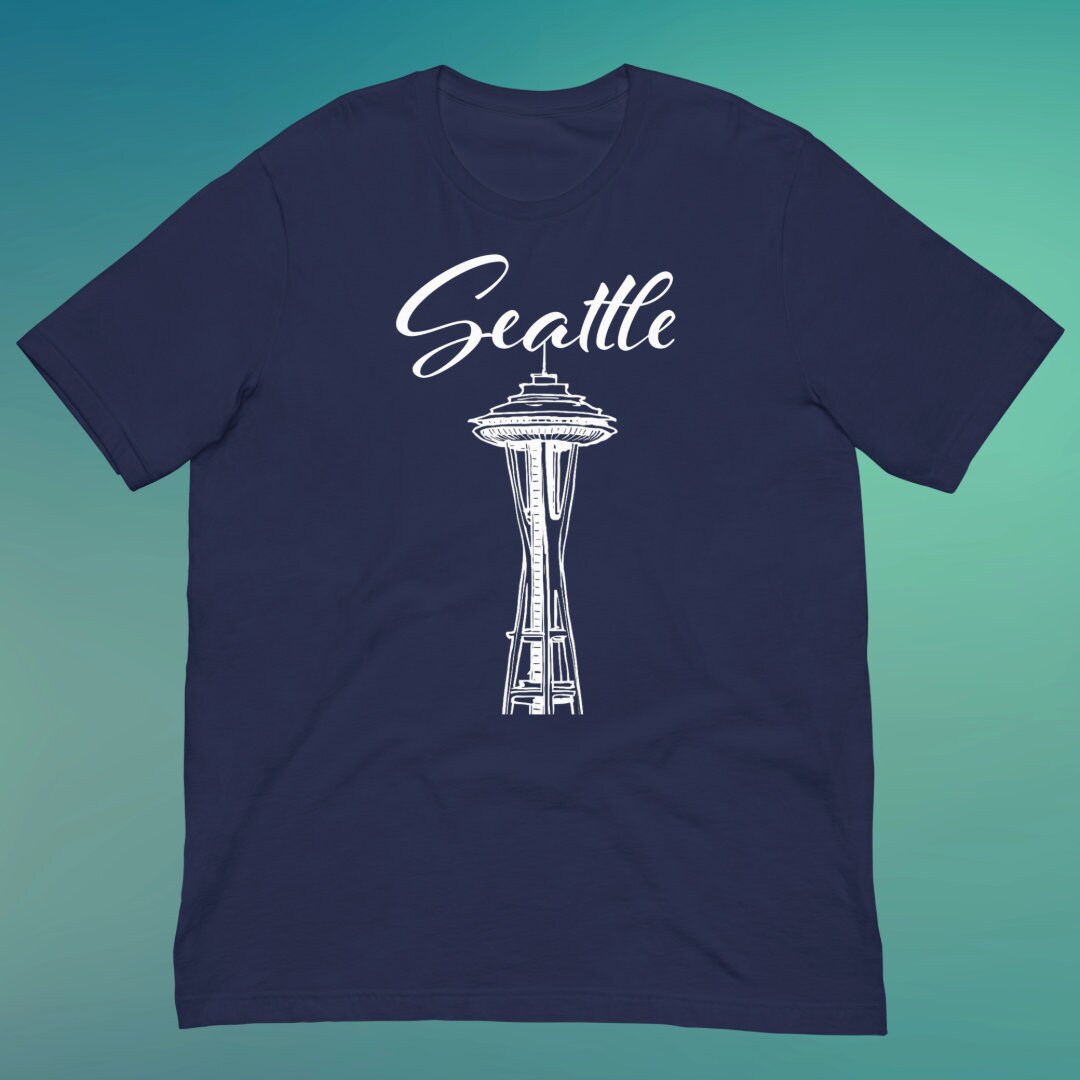 Seattle Cursive Font With Space Needle Unisex T-shirt, Seattle ...