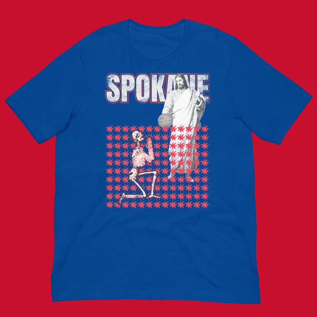 Spokane Basketball Skeleton Praying Unisex T-shirt, Gift for Mom, Dad ...