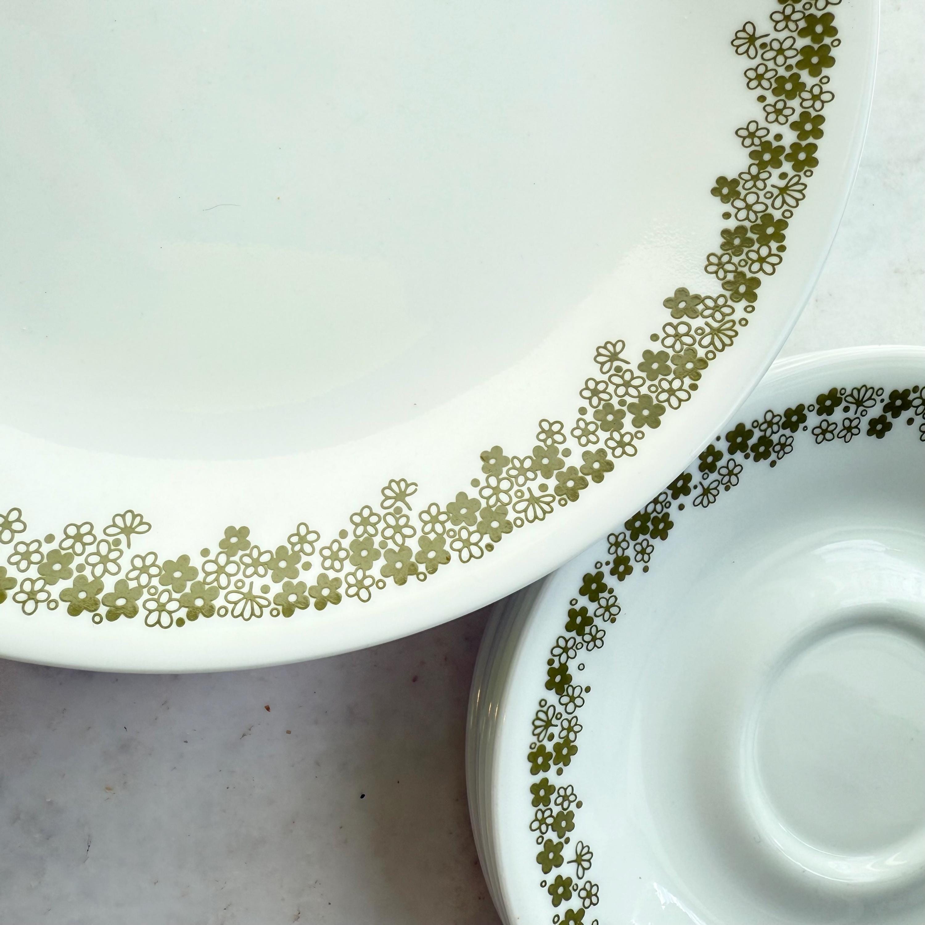 Corelle Spring Blossom Dishes: Retro Green Daisy Plates and Bowls - Etsy