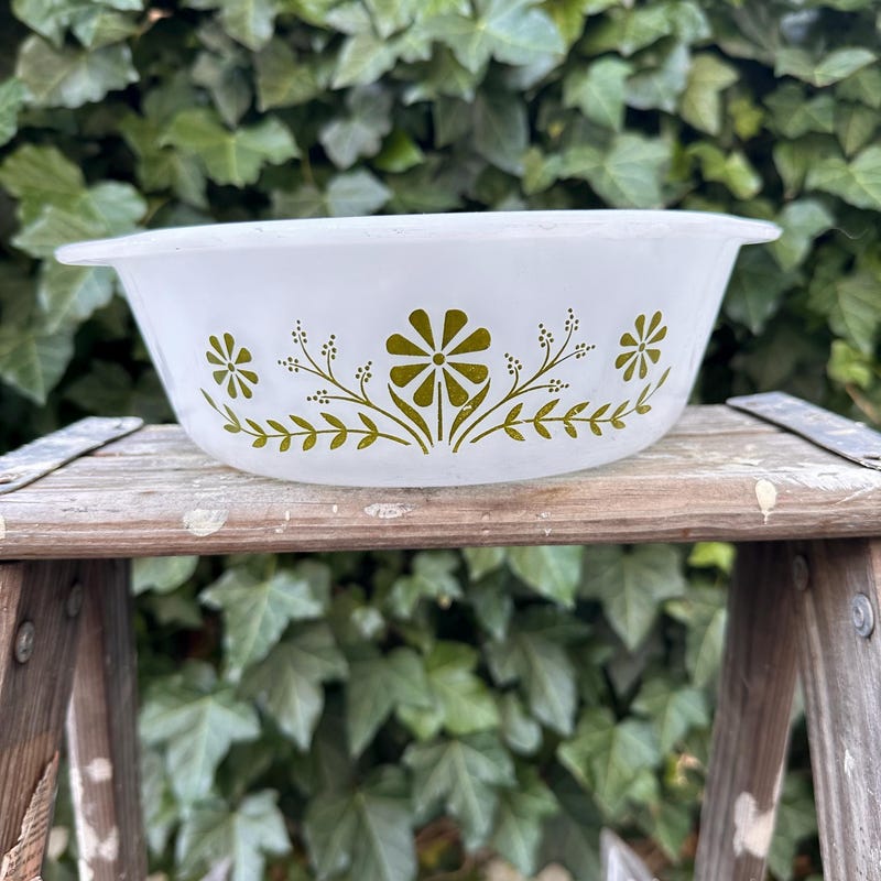 Glasbake Green Pattern - Etsy