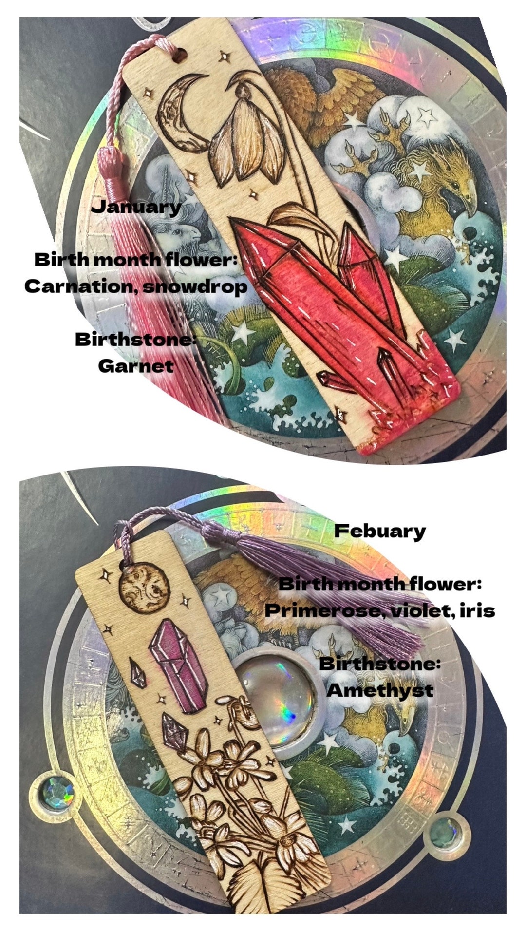 Personalized Birth Flower and Birthstone Bookmark Choose Your Month - Etsy
