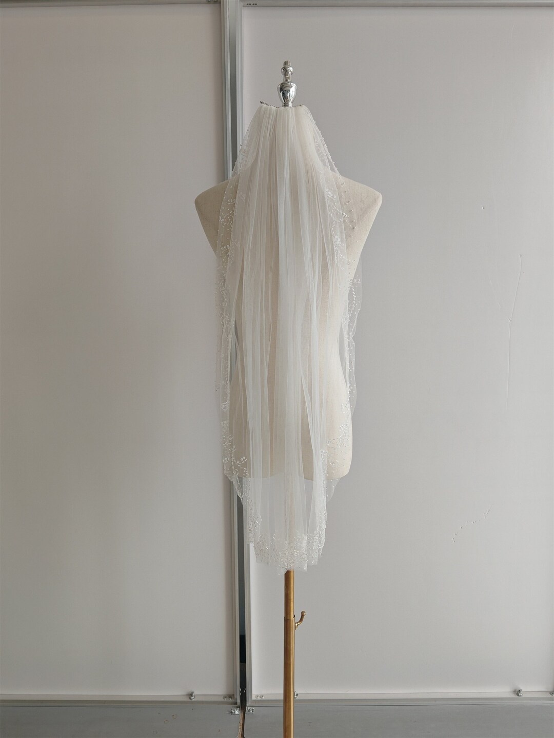 Veils,stunning Beaded Wedding Veil,simple Beaded Veil,bridal Veil ...