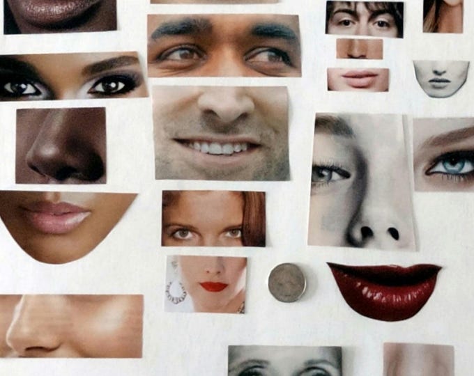 Magazine Face Parts Clippings | 50+ Hand Cut Pieces | Eyes, Noses, Lips ...