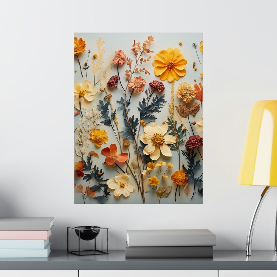 Pressed Flowers: Flower Matte Vertical Posters Flower Wall Art Hanging ...