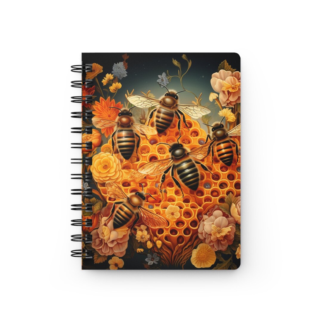Bees in the Honeycomb: Glossy Laminated Journal Cover With Spiral Loop ...