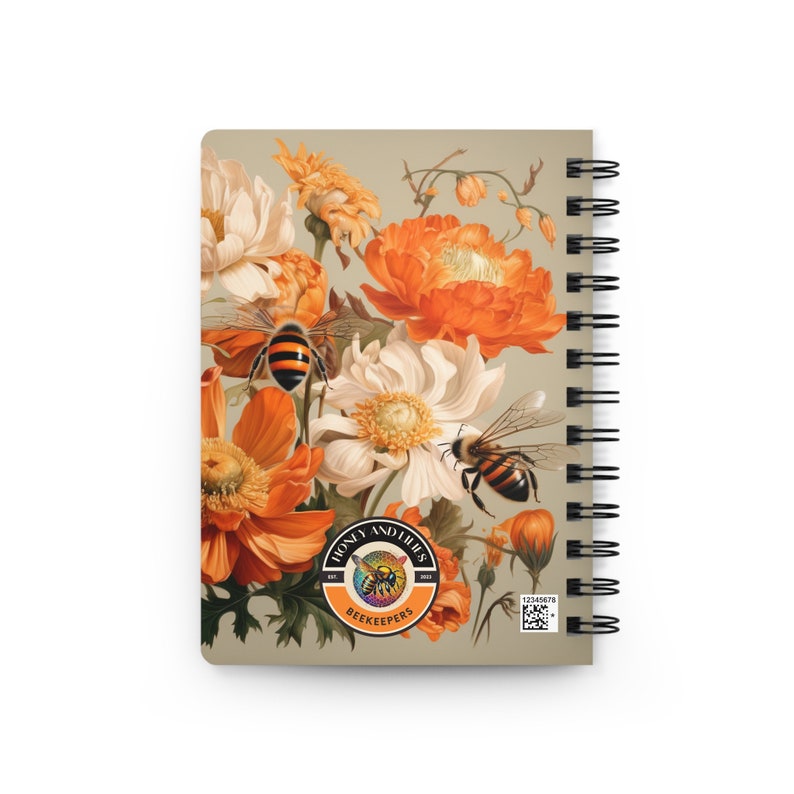 Botanical Bee Art: Glossy Laminated Journal Cover With Spiral Loop Wire ...