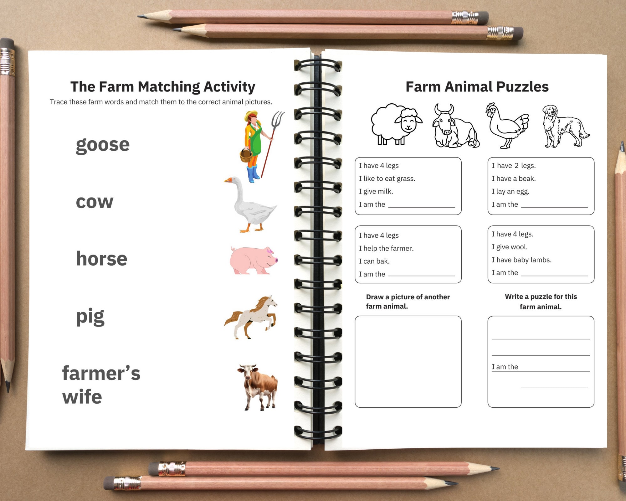 Farm Animals Identification, Farm Matching Activities, Farm Animal ...