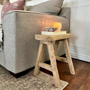 Vintage Inspired Stool / Small Rustic Bench / Vintage Inspired Wood ...