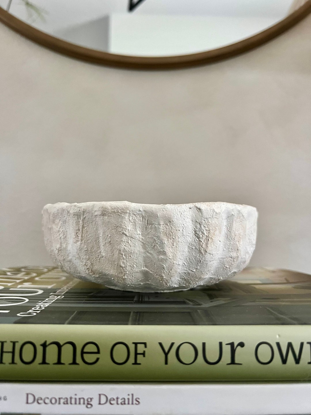 Scalloped Paper Mache Decorative Bowl, Scallopped Bowl, Paper Mache ...