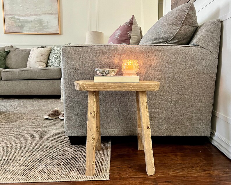 Vintage Inspired Stool / Small Rustic Bench / Vintage Inspired Wood ...