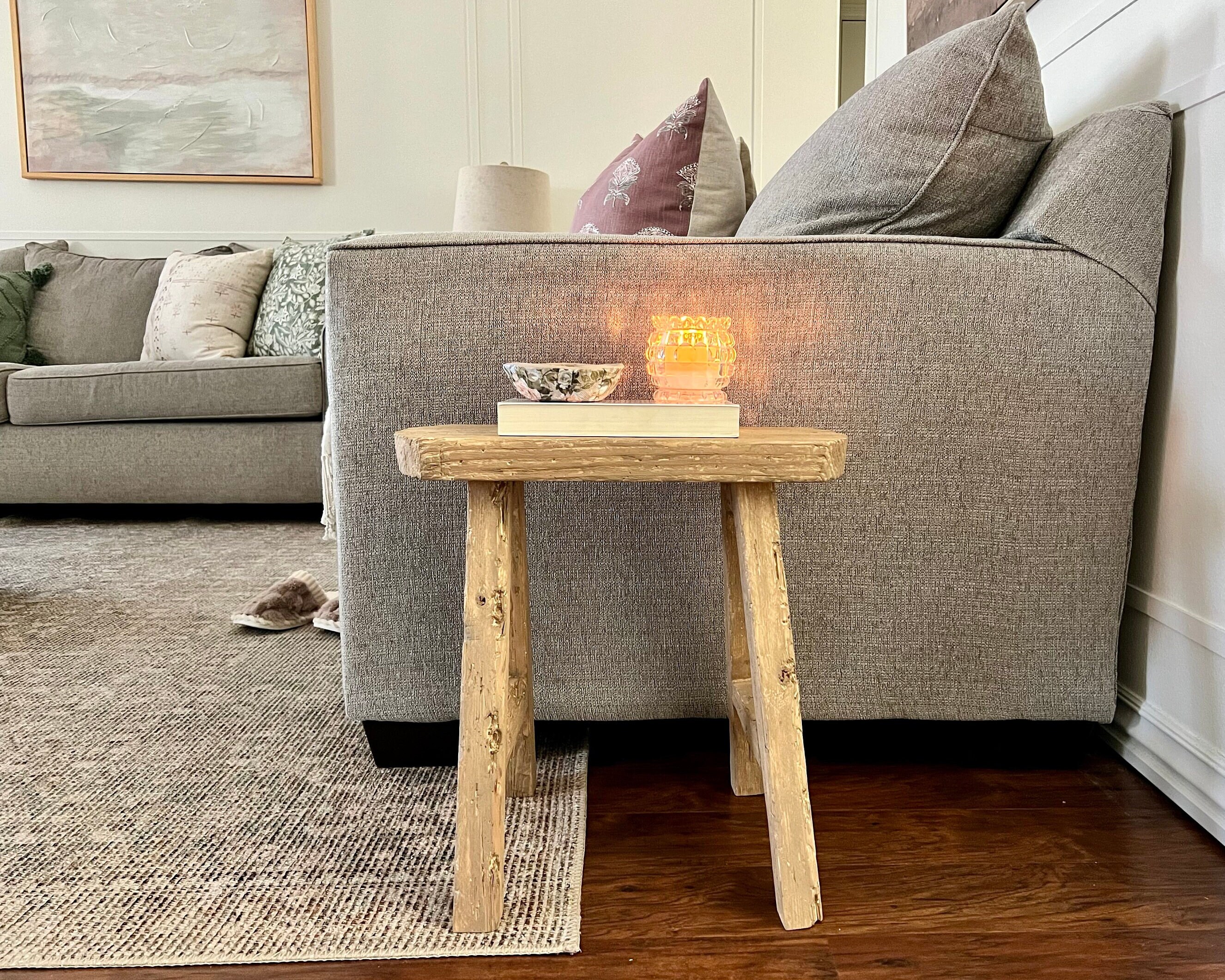 Vintage Inspired Stool / Small Rustic Bench / Vintage Inspired Wood ...