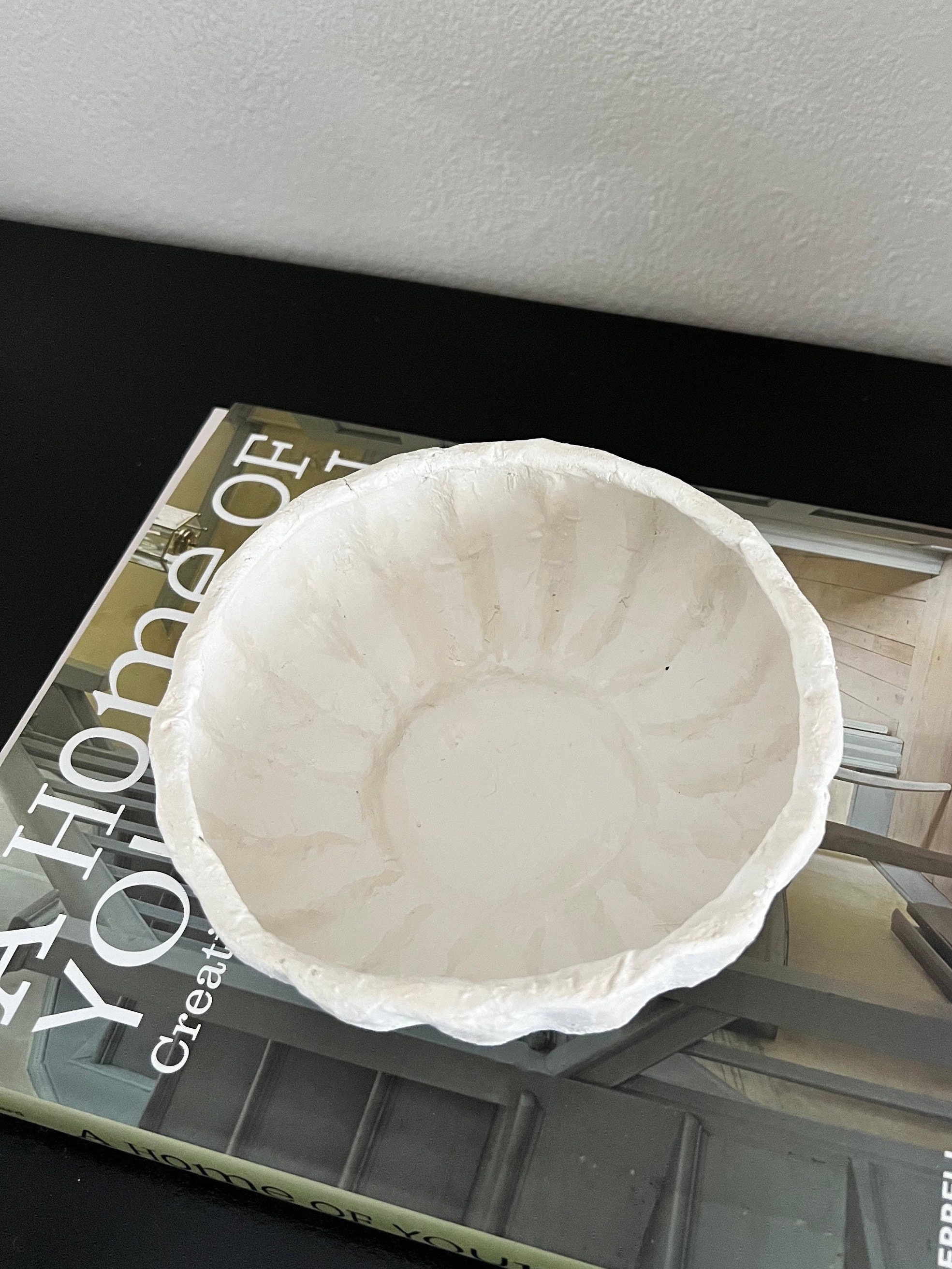 Scalloped Paper Mache Decorative Bowl, Scallopped Bowl, Paper Mache ...