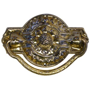 Colonial Revival Drawer Pull – Ornate Stamped Brass Back Plate, Cast ...