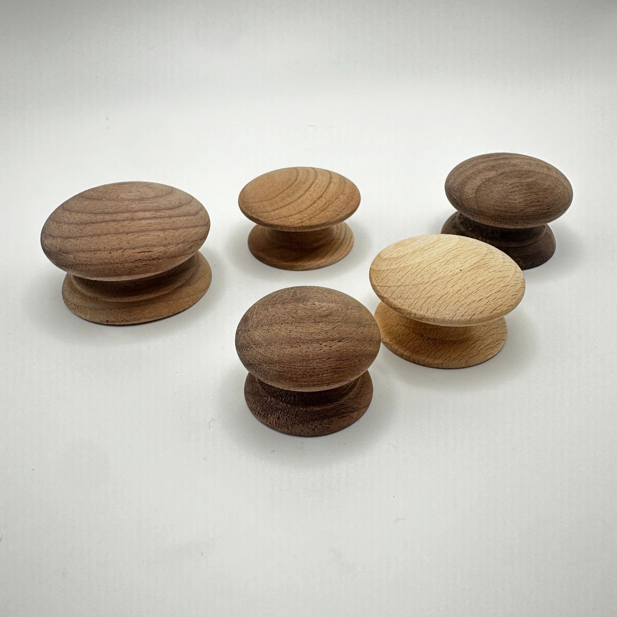 Round Wood Knob W/ Wide Base - Beveled Base - 3 Available Sizes ...