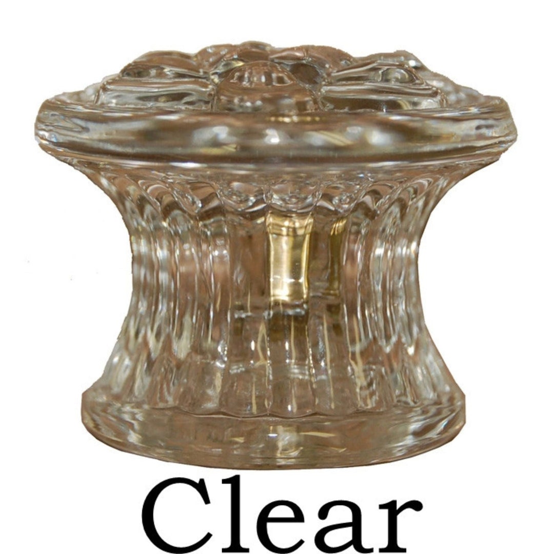 Large Colonial Glass Knob – Elegant Pressed Glass With Embossed Flower ...