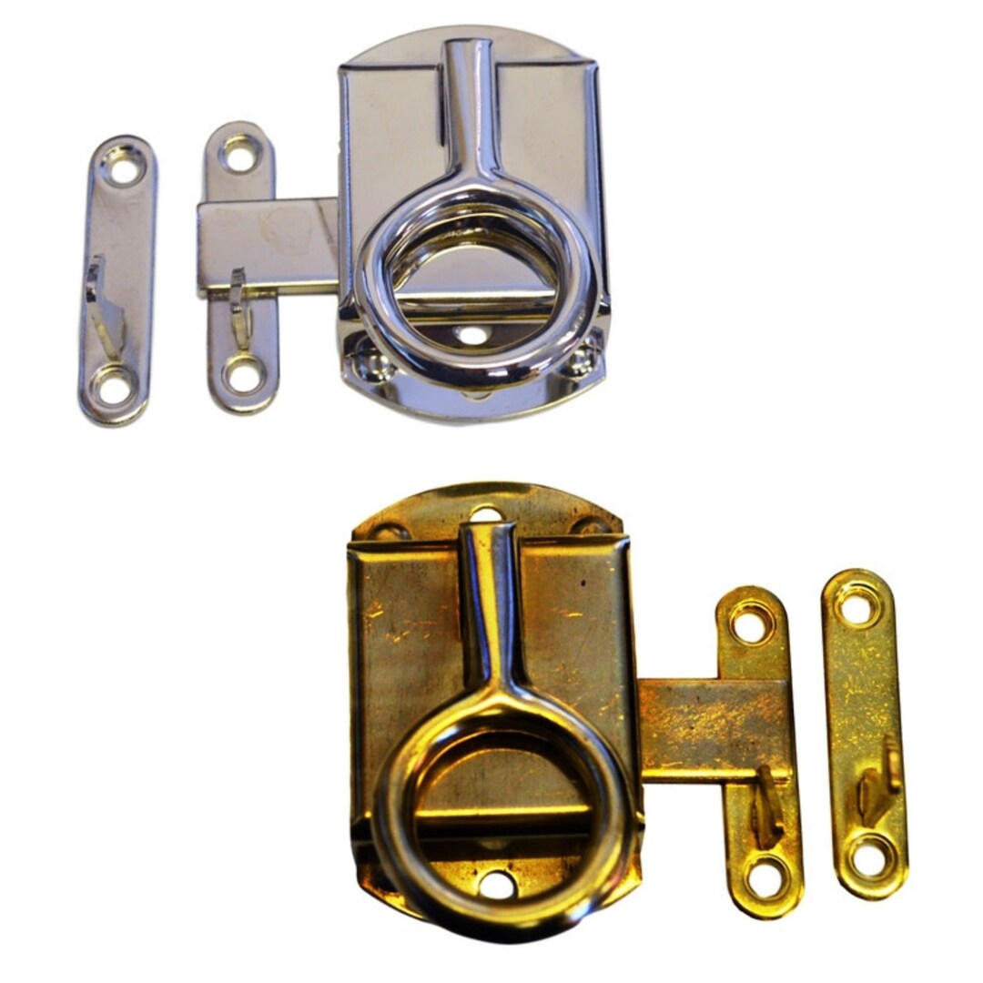 Ring Pull Cabinet Latch – Brass or Nickel Finish, 2" X 1-1/4", Includes ...