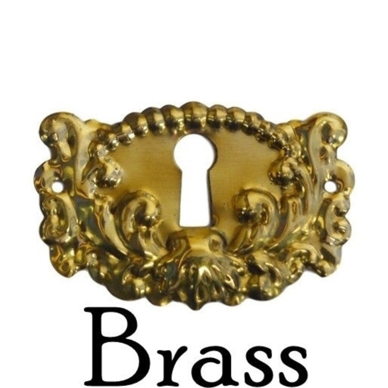 Ornate Victorian Keyhole Cover - Brass or Antique Brass - Mounting Gear ...