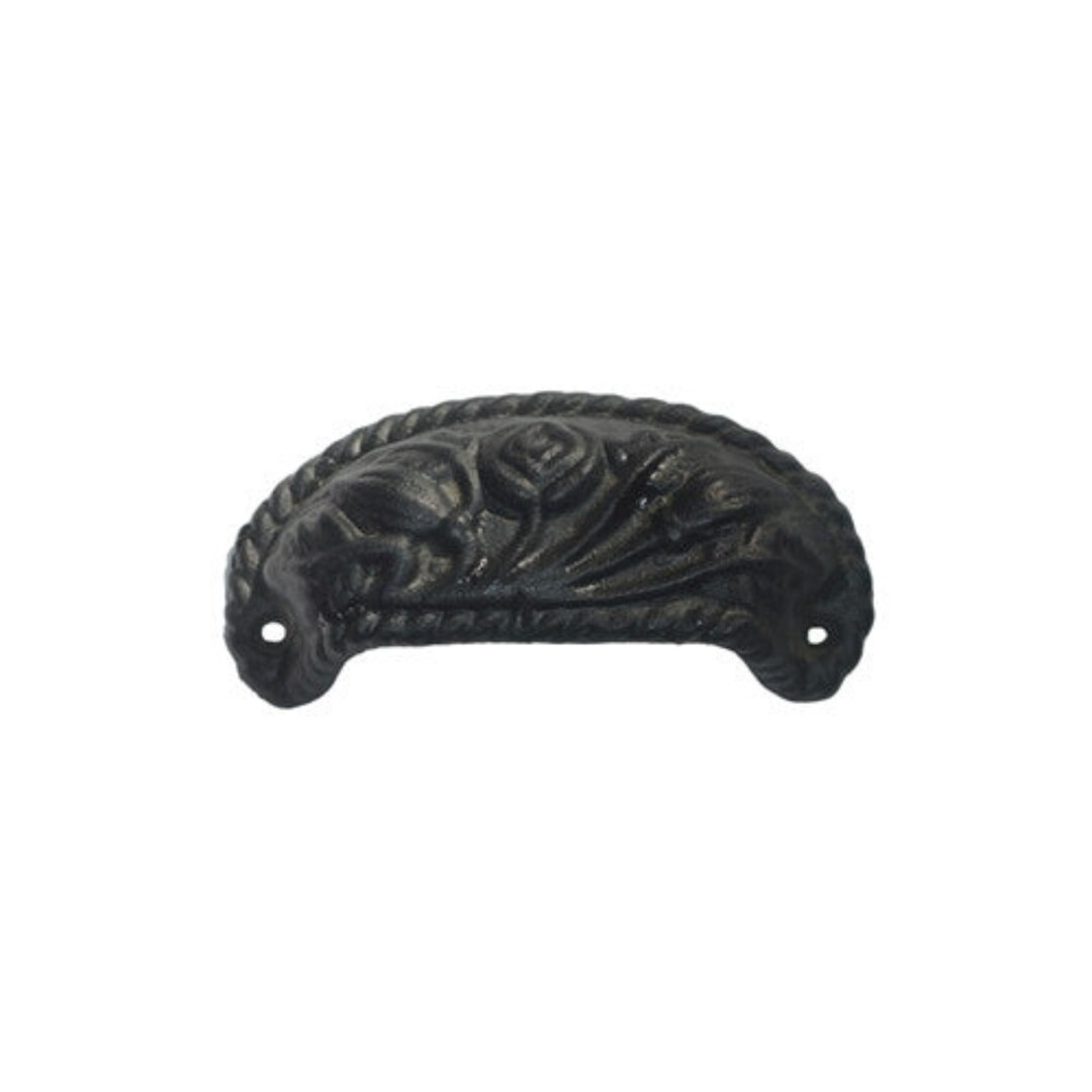 Victorian Bin Pull - Durable Black Cast Iron Drawer Handle for Long ...