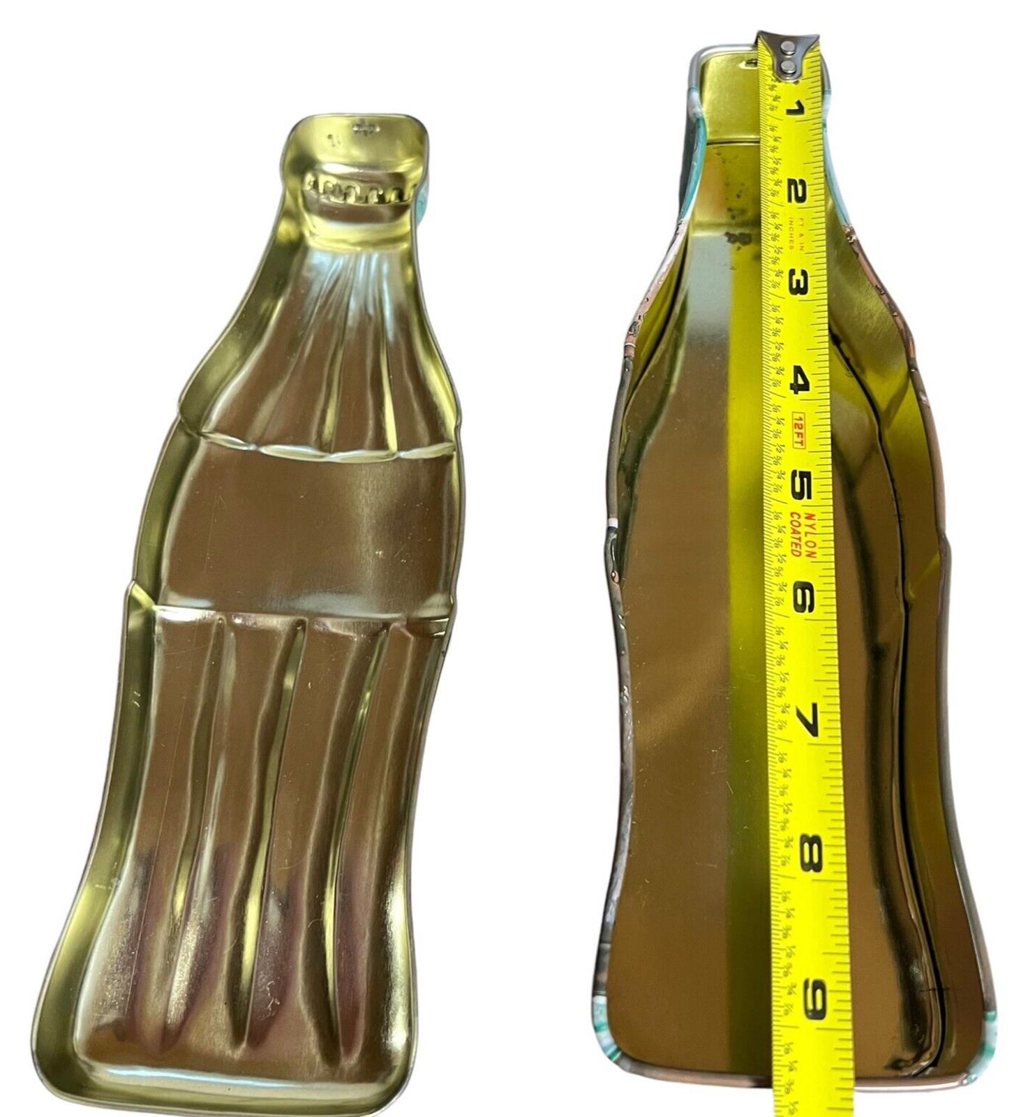 Coke Coca-cola Vtg Retro Style Bottle Shaped Tin With Lid 9 1/2" Caps ...