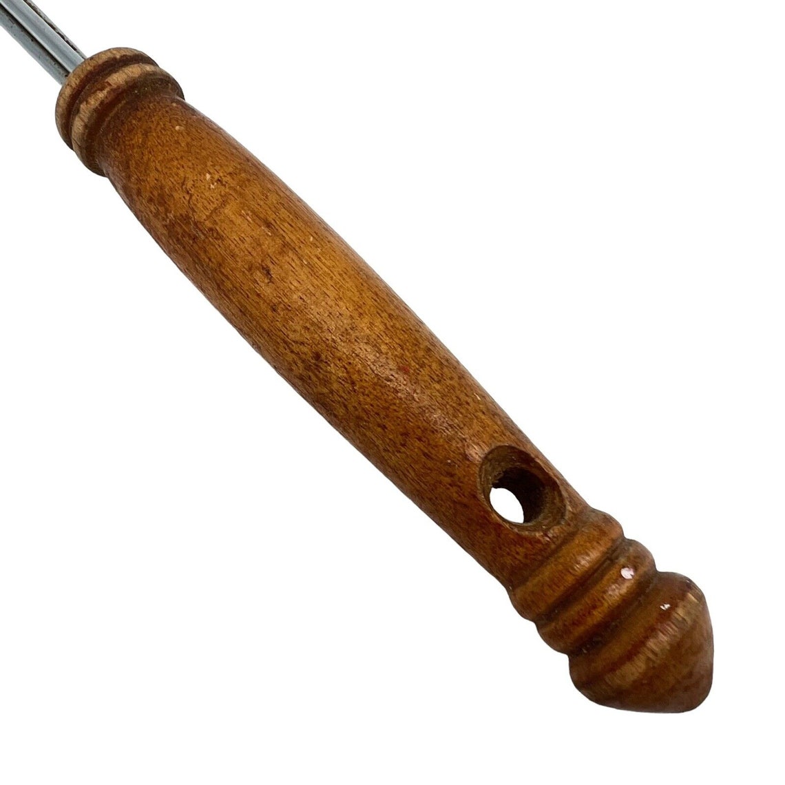 3 Prong Trident Fork Wood Barrel-style Handle Serving Meat MCM Retro ...