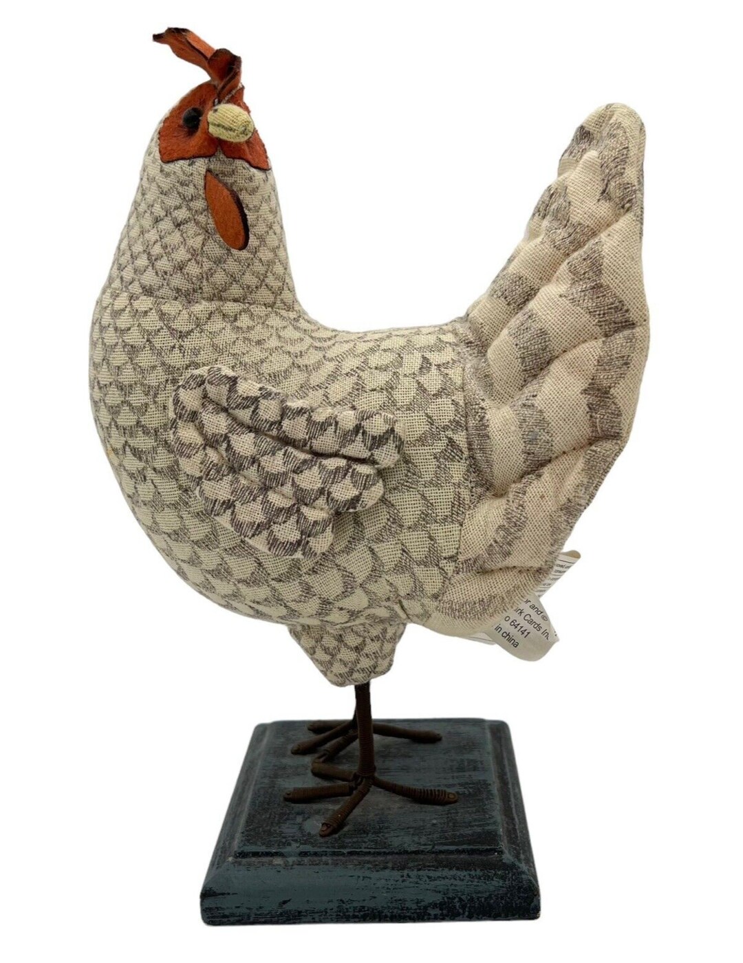 VTG 90s Rooster Hen Plush Stuffed Animal Wood Base Country Farmhouse ...