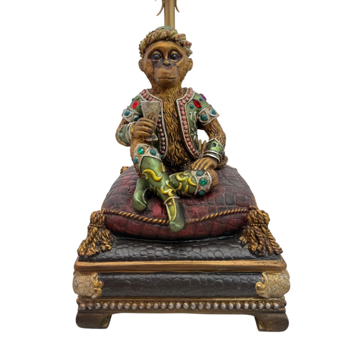 Vintage Bellhop Monkey Table Lamp Chimpanzee Desk Decor Jungle Animal ...