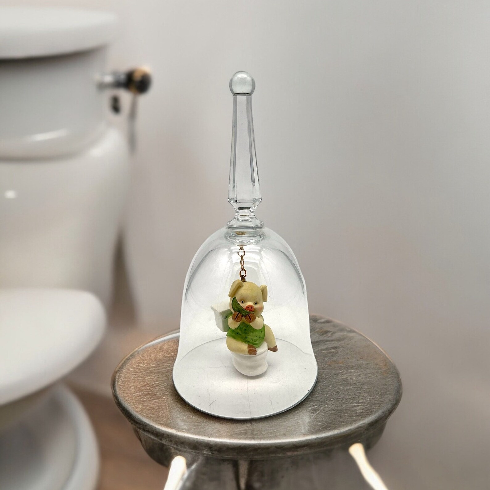 Glass Bathroom Bell Pig Clapper Farmhouse Toilet Potty Room on Duty ...