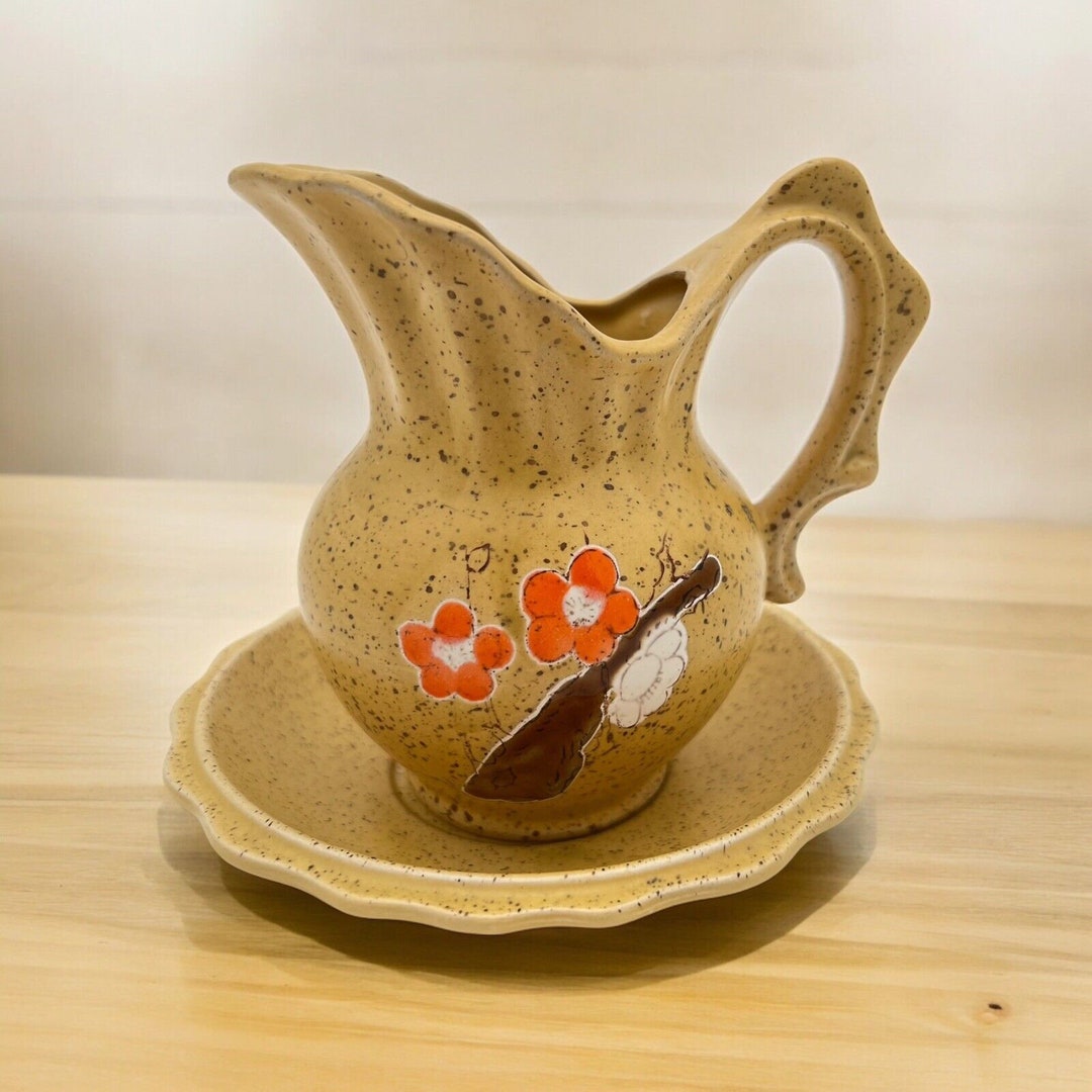 Miniature Wash Bowl and Basin by Enesco VTG 5" Tall Japan Ewer Pourer ...