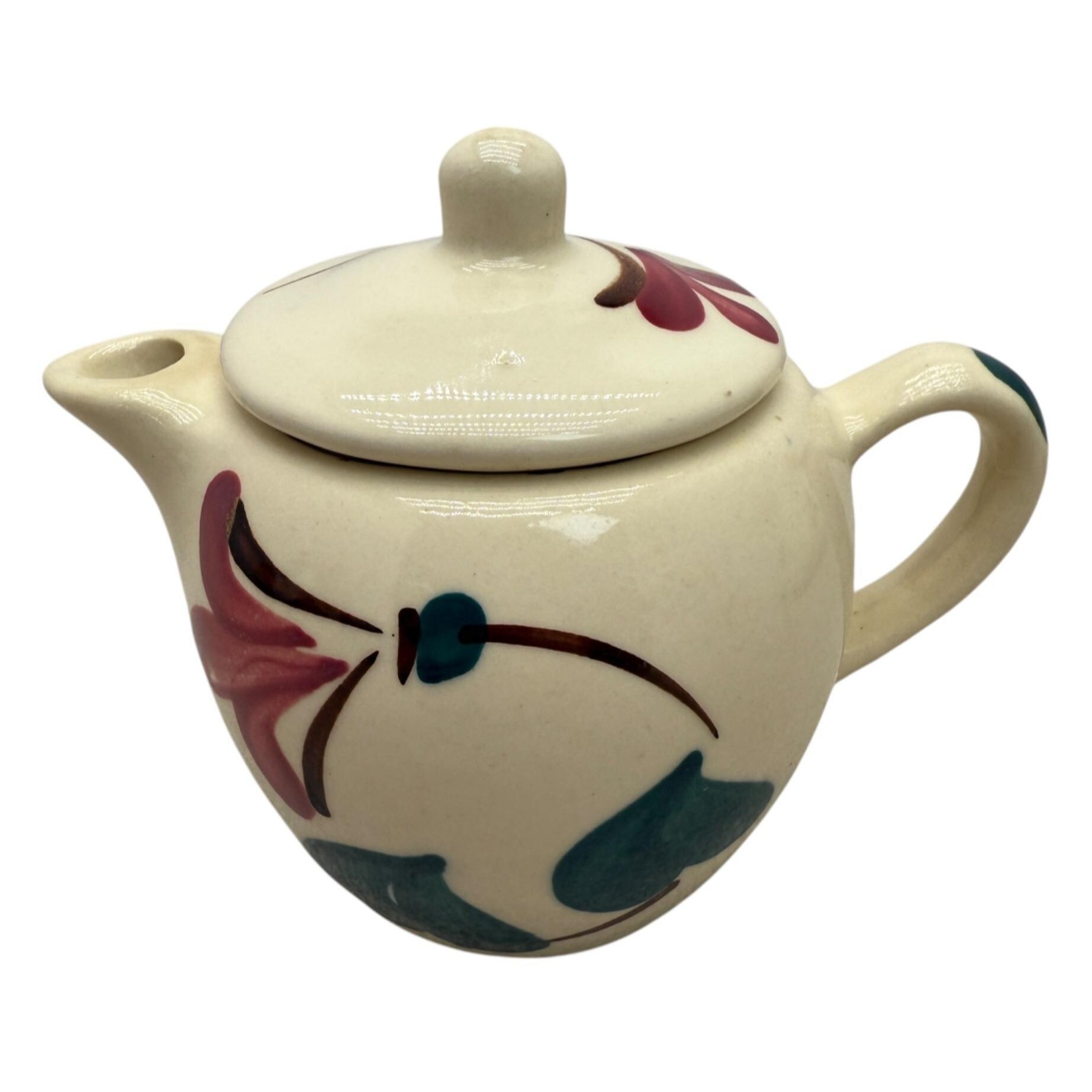 Puritan Pottery Red Blossom Ivy 1940s Slip Ware Pitcher Cream Sugar ...