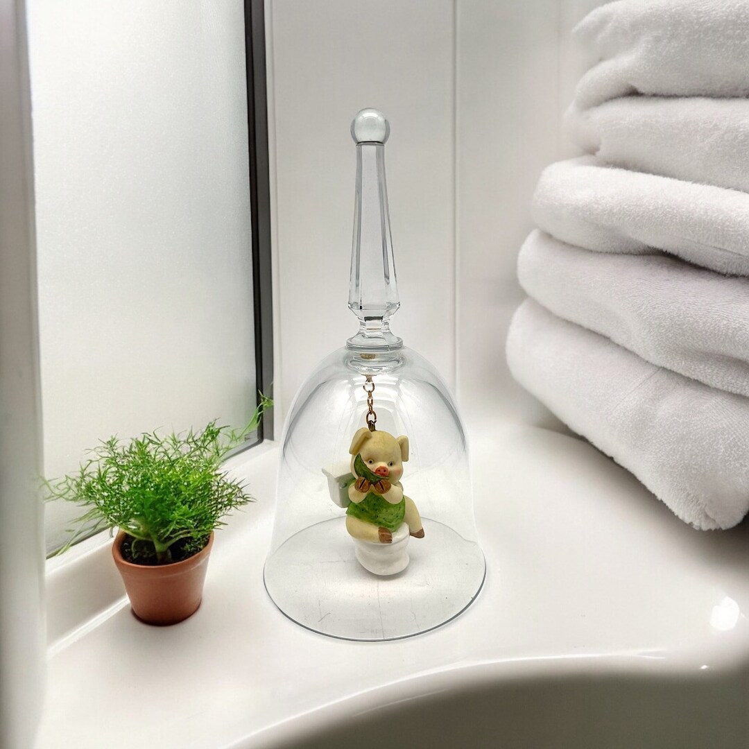 Glass Bathroom Bell Pig Clapper Farmhouse Toilet Potty Room on Duty ...