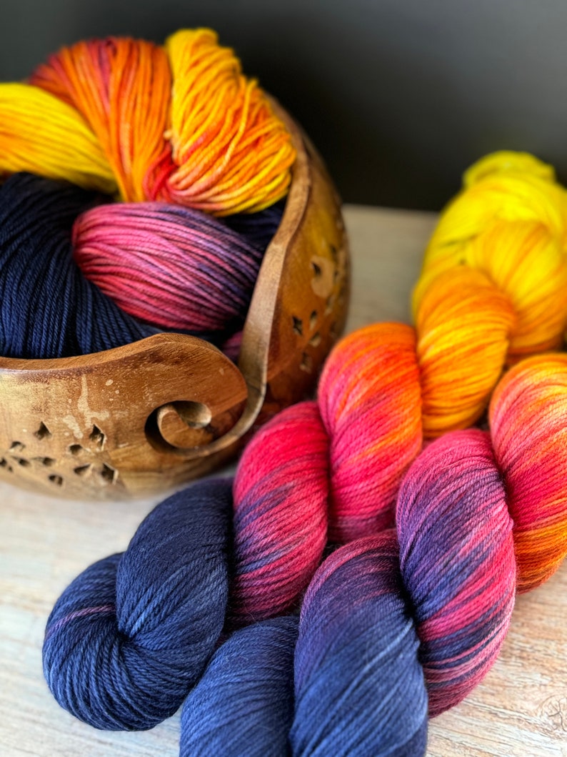 Arizona Sky Hand Painted Yarn Fingering, Sock Yarn, Worsted, Aran, DK ...