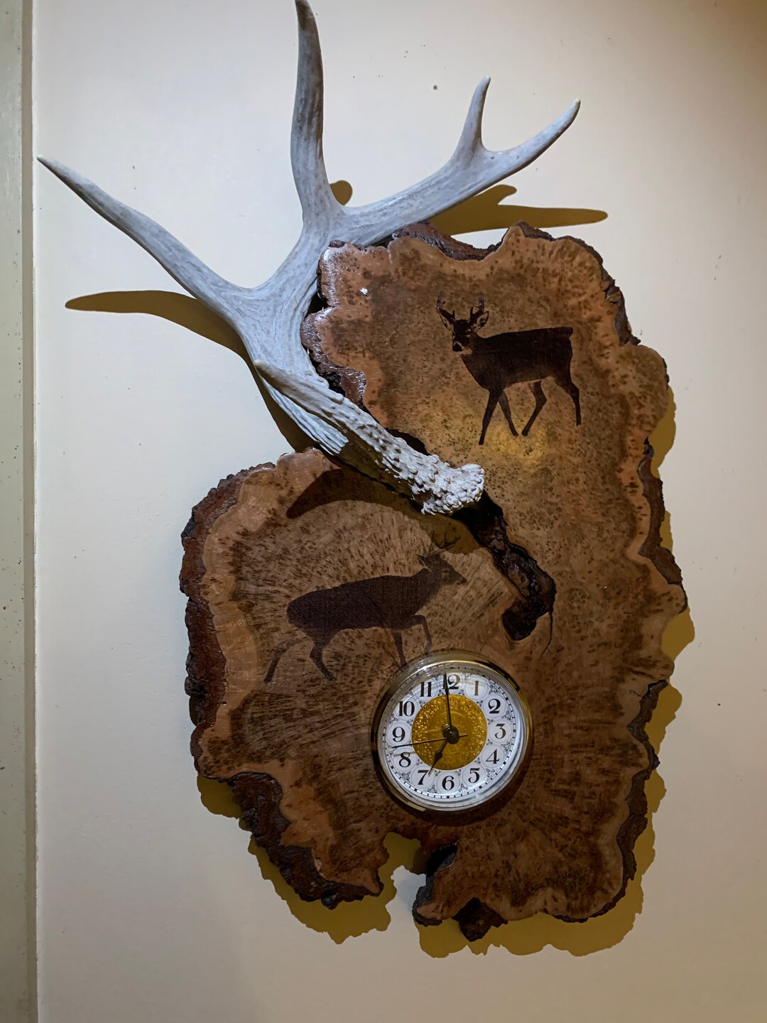Rustic Whitetail Natural Edge Burl Clock - Etsy