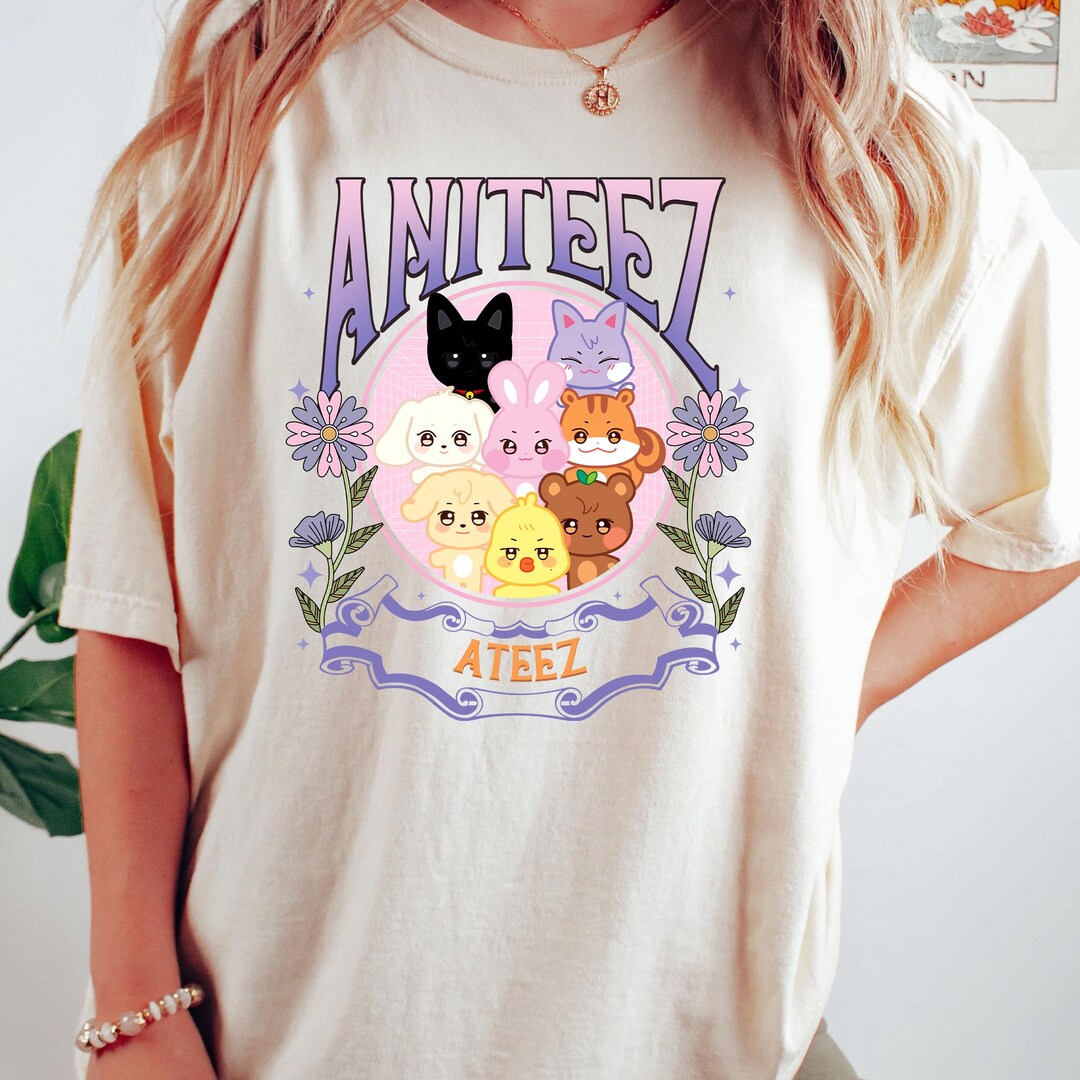 Cute Ateez Members Aniteez Sweatshirt, ATEEZ World Tour 2024 Kpop Shirt ...