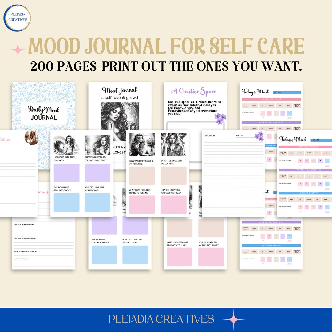 Mood Journal, Mood Tracker, Self Care Journal, Mental Health, Printable ...