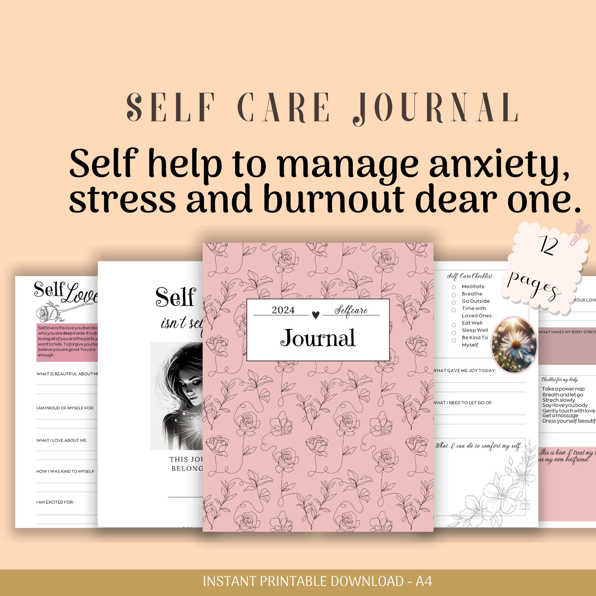 Self Care Journal Digital,self Love Journey, Intention Setting,journal ...