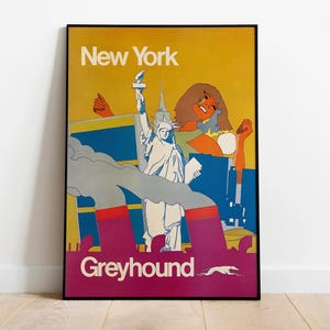 Vintage New York Greyhound Poster | 2:3 Printable Wall Art | Retro ...
