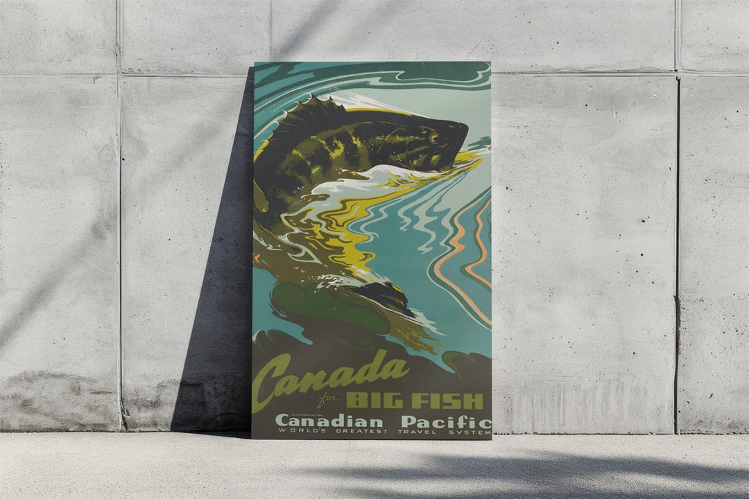 Vintage Canadian Pacific Big Fish Poster Printable Wall Art Retro ...