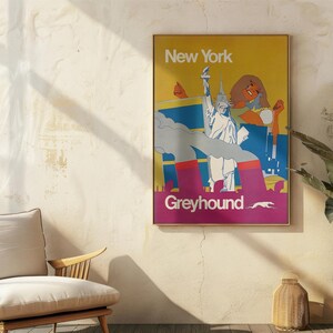 Vintage New York Greyhound Poster | 2:3 Printable Wall Art | Retro ...