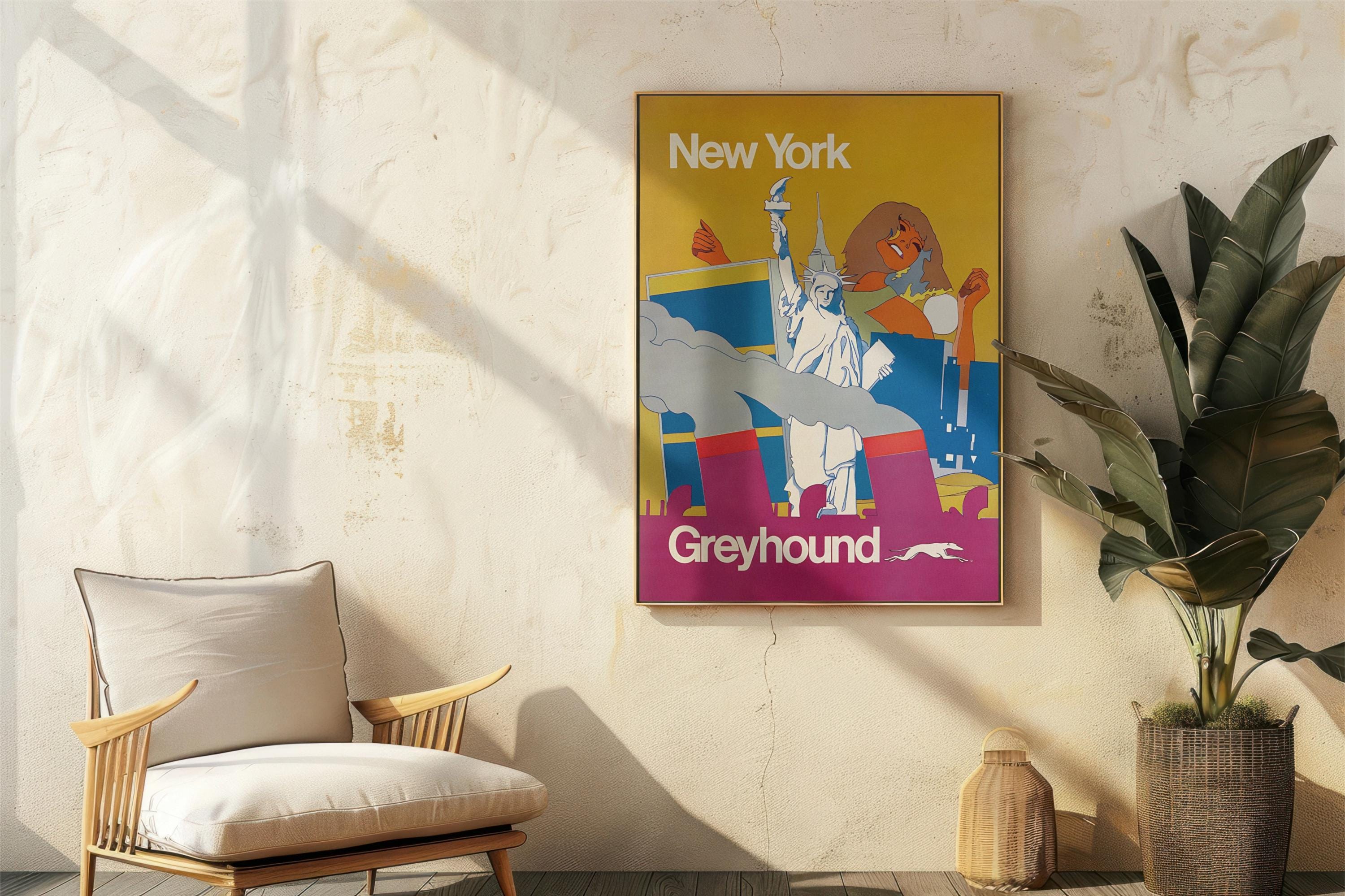 Vintage New York Greyhound Poster | 2:3 Printable Wall Art | Retro ...