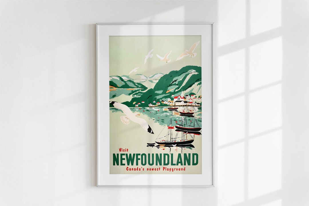 Vintage Newfoundland Poster – Retro Canadian Landscape Art – Printable ...