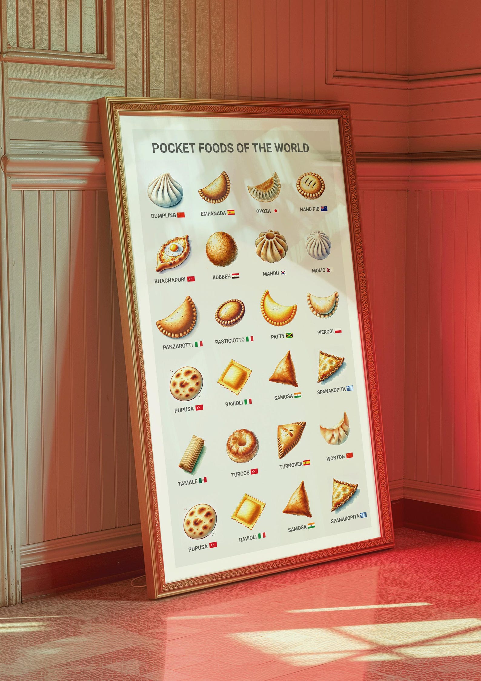 Pocket Foods of the World Poster | Global Cuisine Art Print ...