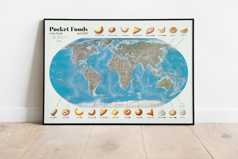 Pocket Foods of the World Map - Illustrated Food Lovers' Wall Art ...