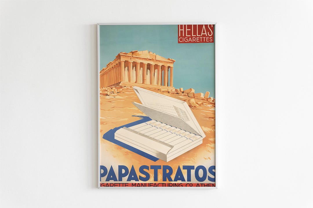 Vintage Greek Travel Poster, Parthenon Wall Art, Retro Advertising ...